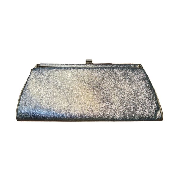 Unknown | Bags | Vintage Metallic Silver Lane Faux Leather Clutch ...